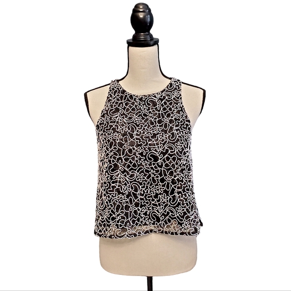 Aqua | Tops | Aqua Embroidered Lace Cropped Tank Blouse | Poshmark